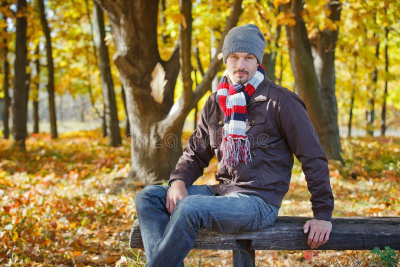 Man in autumn park stock image. Image of caucasian, love - 21720267