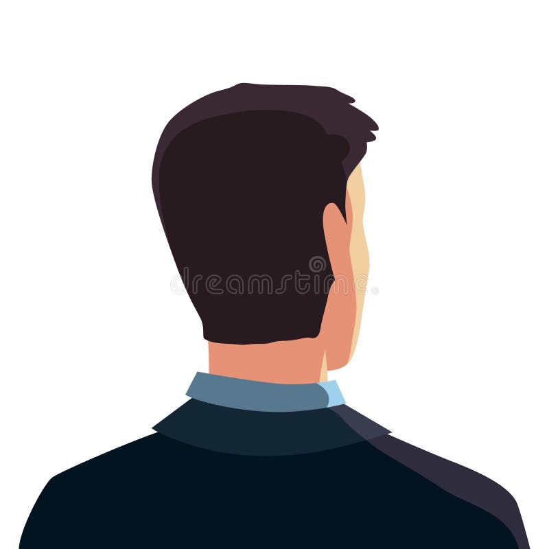 Man Avatar Back View. Press Conference, Reporter is Interviewing Stock ...