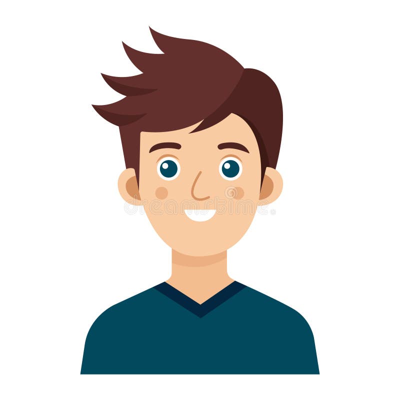 A Man Avatar with Brown Hair Character Vector Illustration Boy Stock ...