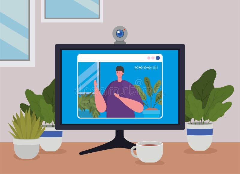 Man Avatar on Computer in Video Chat Vector Design Stock Vector ...