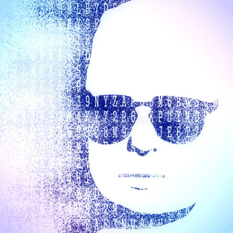 Man Avatar Front View. Cyber Security Concept Stock Illustration ...