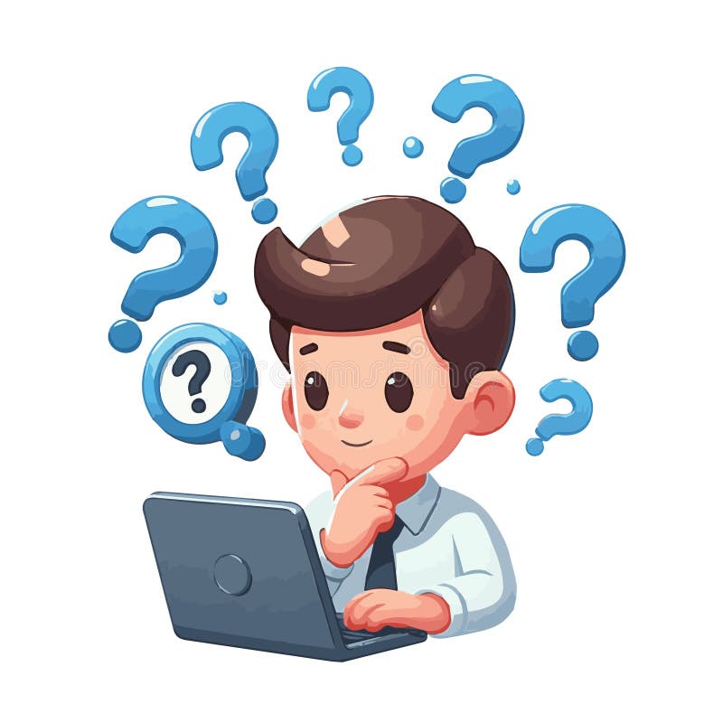 Man Avatar Thinking with Question Marks Isolated Stock Vector ...