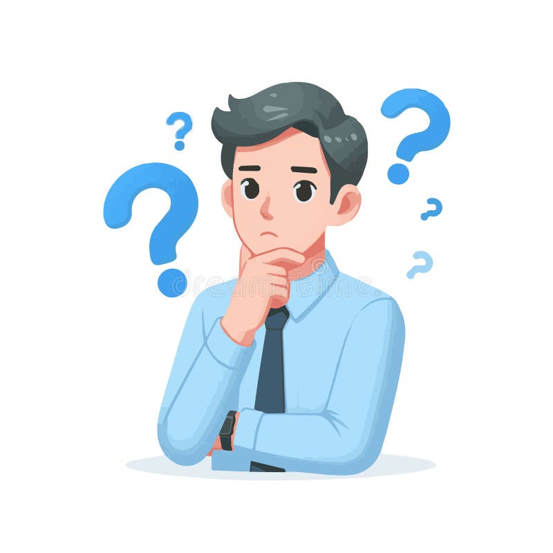 Man Avatar Thinking with Question Marks Isolated Stock Vector ...