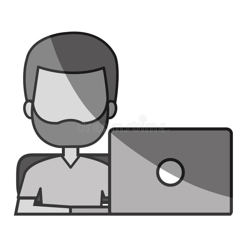 Man avatar using laptop stock vector. Illustration of human - 81611410