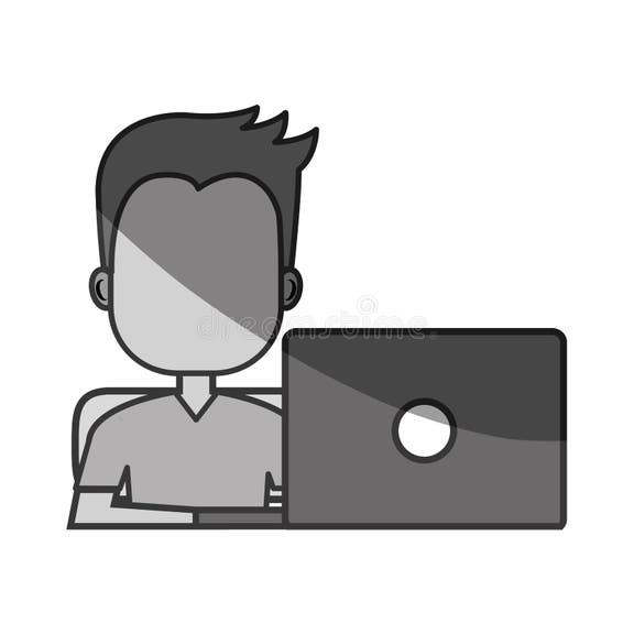 Man avatar using laptop stock vector. Illustration of businessman ...