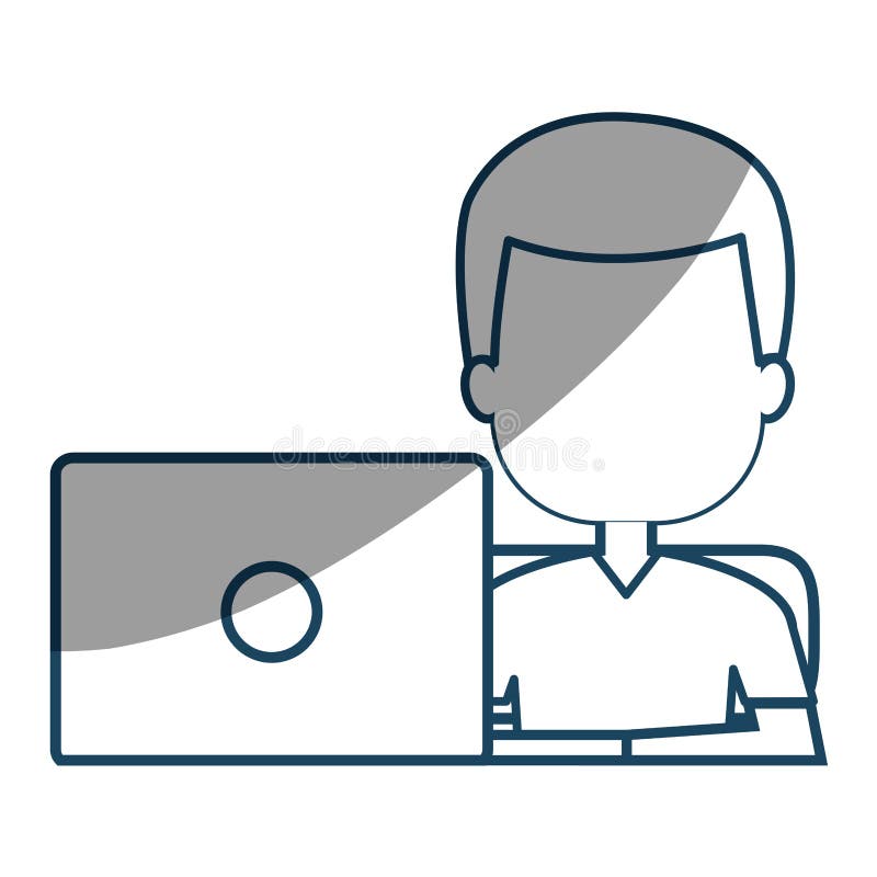 Man avatar using laptop stock vector. Illustration of person - 81640494