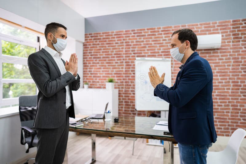Man Avoiding Handshake To Stop Covid-19 Spread Stock Image - Image of ...