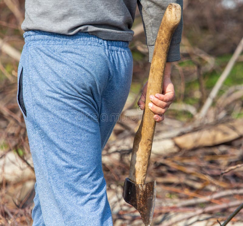 A Man with an Ax in His Hand Stock Photo - Image of hand, lumber: 142767320