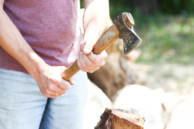 Man with an ax stock image. Image of handsome, hand - 324910609