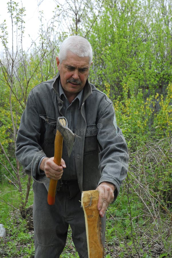 Man with axe stock photo. Image of people, gardening, equipment - 3195412