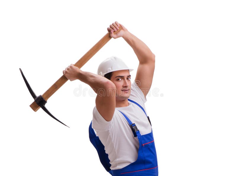 Man with Axe Isolated on the White Stock Image - Image of building ...