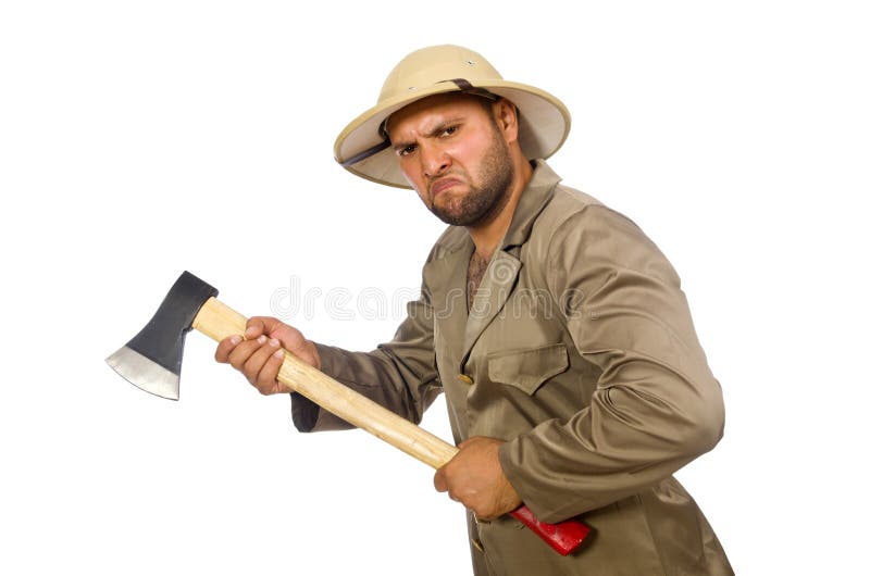 The Man with Axe Isolated on White Stock Photo - Image of outdoors ...