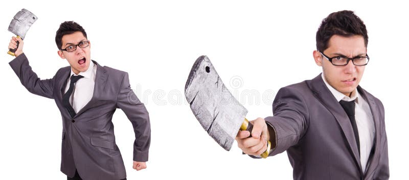 The Man with Axe Isolated on White Stock Photo - Image of composite ...