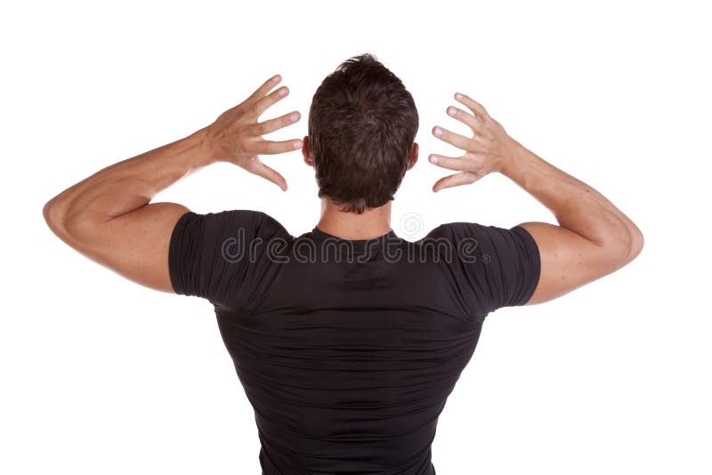 Man From Back Hands Up Picture. Image: 16074426