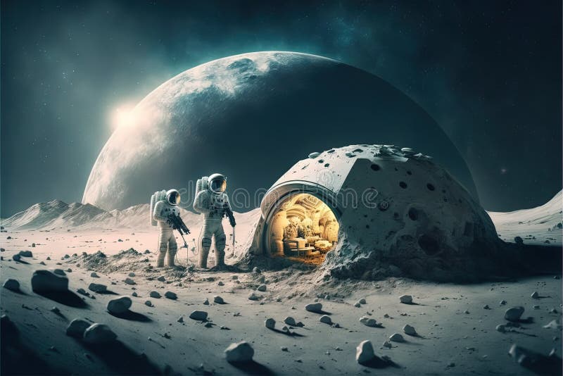 Man is Back on the Moon, Astronaut in Spacesuit Walking on the Moon ...