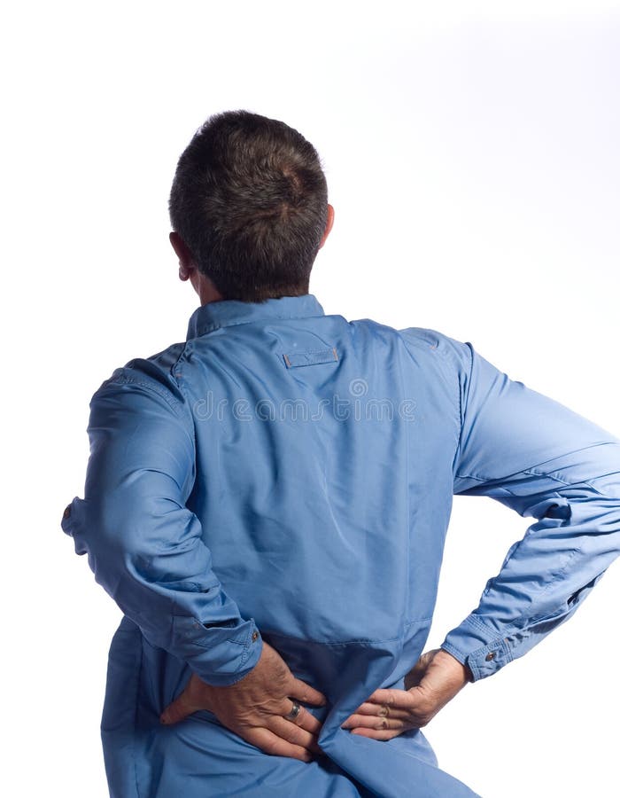 Man with back pain stock image. Image of isolated, lifestyle - 5885329