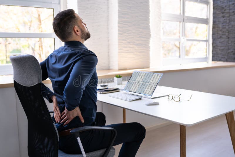 Man with Back Pain stock photo. Image of office, computer - 261662644