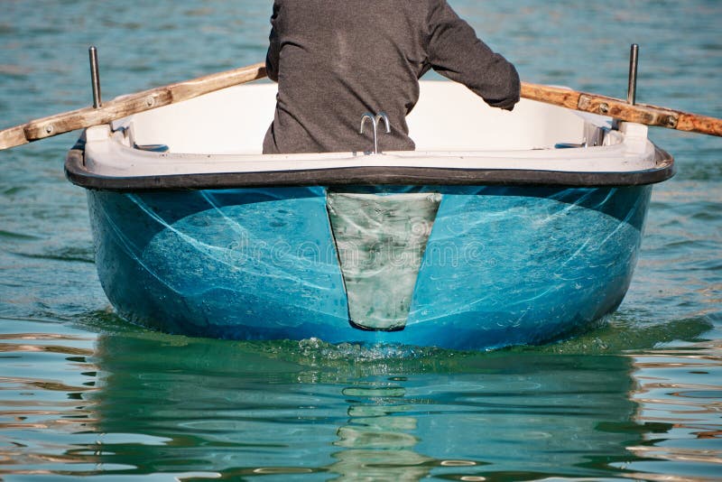 Man from the Back Rowing a Recreational Boat Stock Image - Image of ...