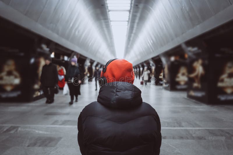 Man from the Back in the Subway. People in Metro Stock Photo - Image of ...