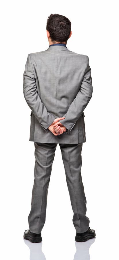 Back View of Handsome Man in Jacket Looking Up. Stock Photo - Image of ...