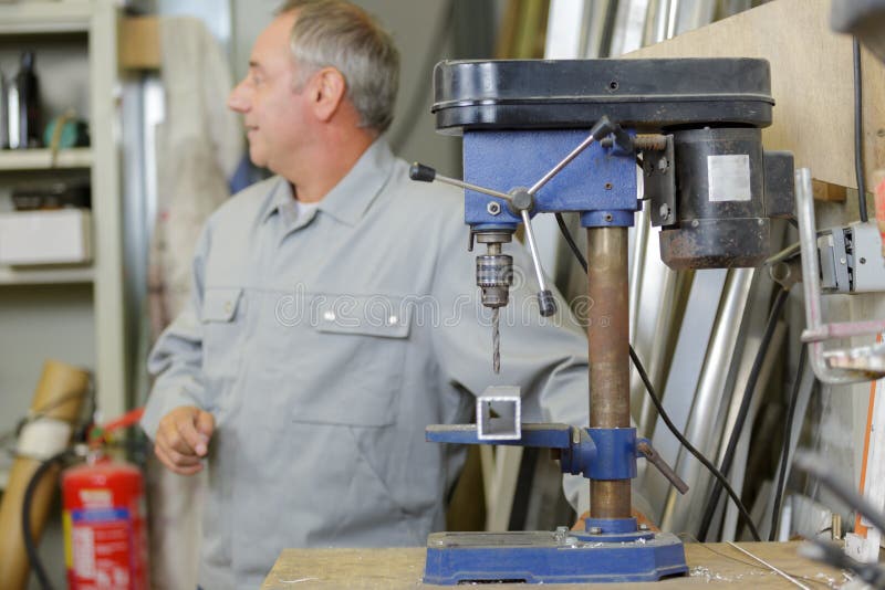 Man Using Milling Machine for Cutting Wood Stock Image - Image of ...