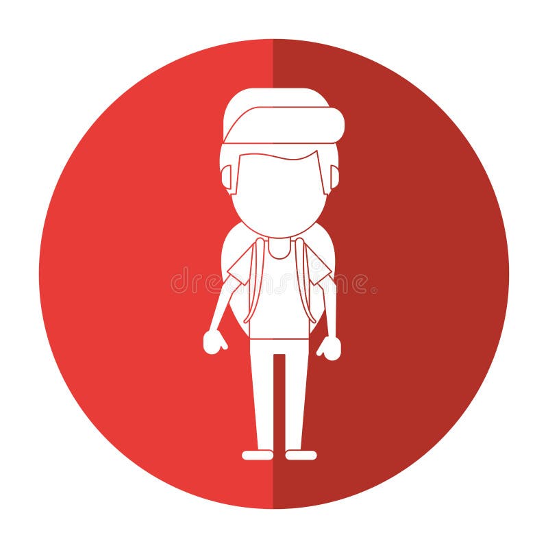 Man Backpack and Cap Shadow Stock Vector - Illustration of backpacking ...