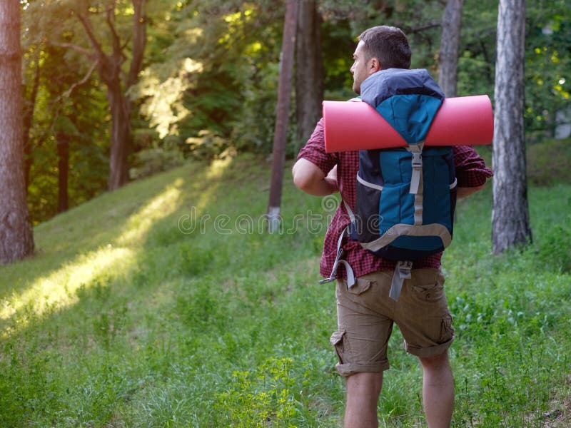 Man with Backpack Exploring Stock Image - Image of hike, backpack: 73845235