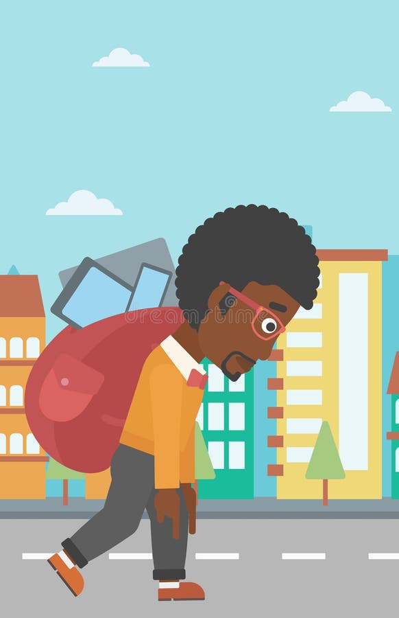 Man with Backpack Full of Devices. Stock Vector - Illustration of ...