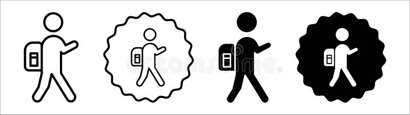 Man with Backpack Icon Symbol Set Collection. Man with Backpack Simple ...