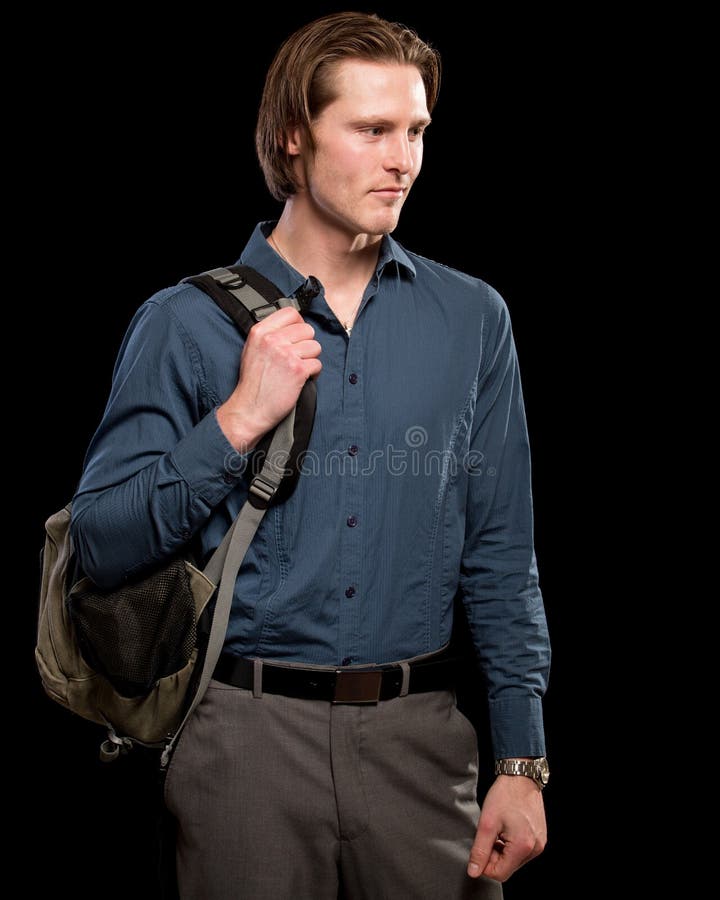Man with Backpack stock image. Image of shirt, pack, adult - 68985521