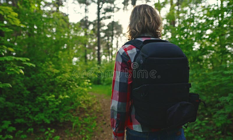 Man with Backpack the Woods. Stock Image - Image of direction, hiking ...