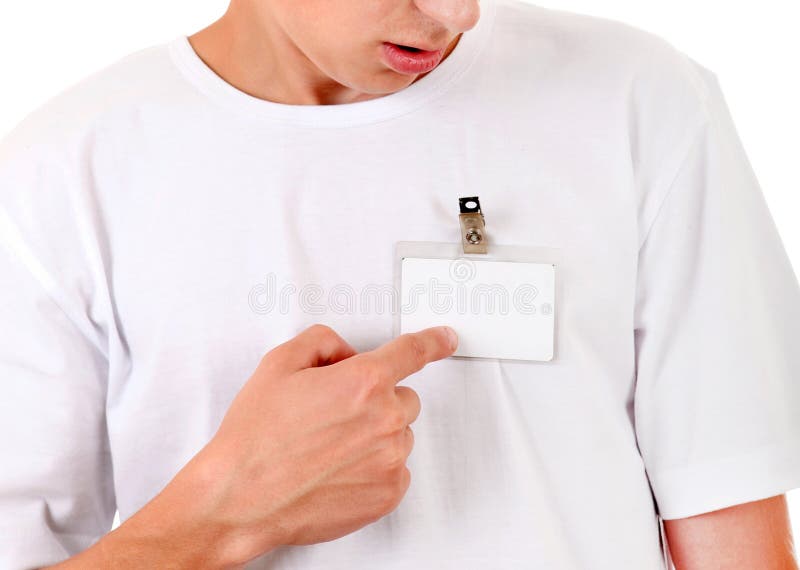 Man with a Badge stock photo. Image of caucasian, pointing - 122107092