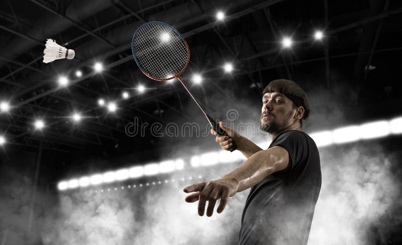Badminton Player Young Man Silhouette Stock Image - Image of silhouette ...