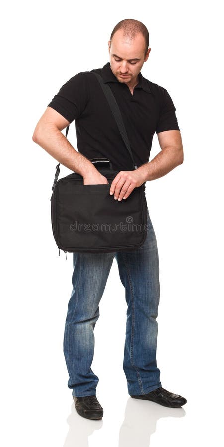 Man with bag stock image. Image of white, vertical, standing - 19323897