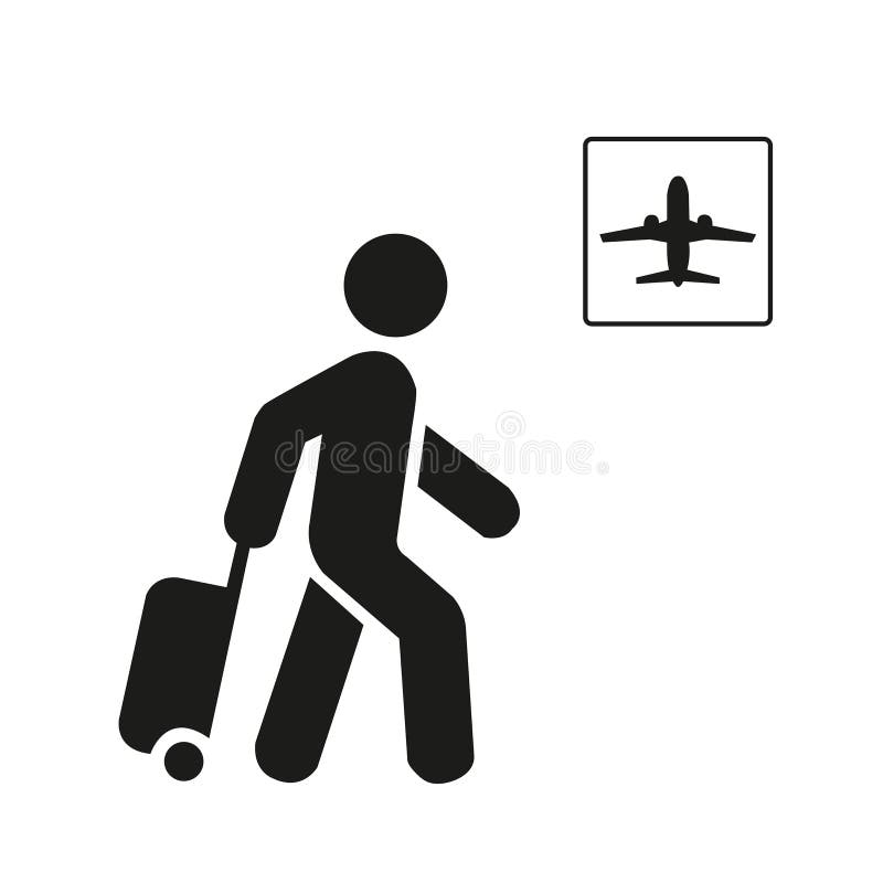 Man with a Bag and Departures Sign on a White Background Stock Vector ...