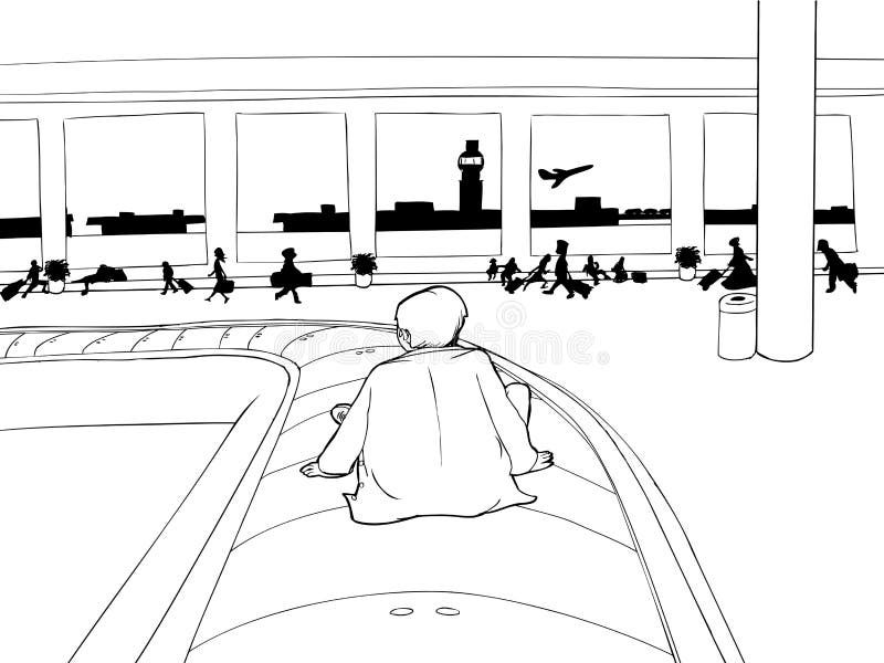 Man on Baggage Carousel Outline Stock Illustration - Illustration of ... Man on Baggage Carousel Outline Stock Illustration - Illustration of ...