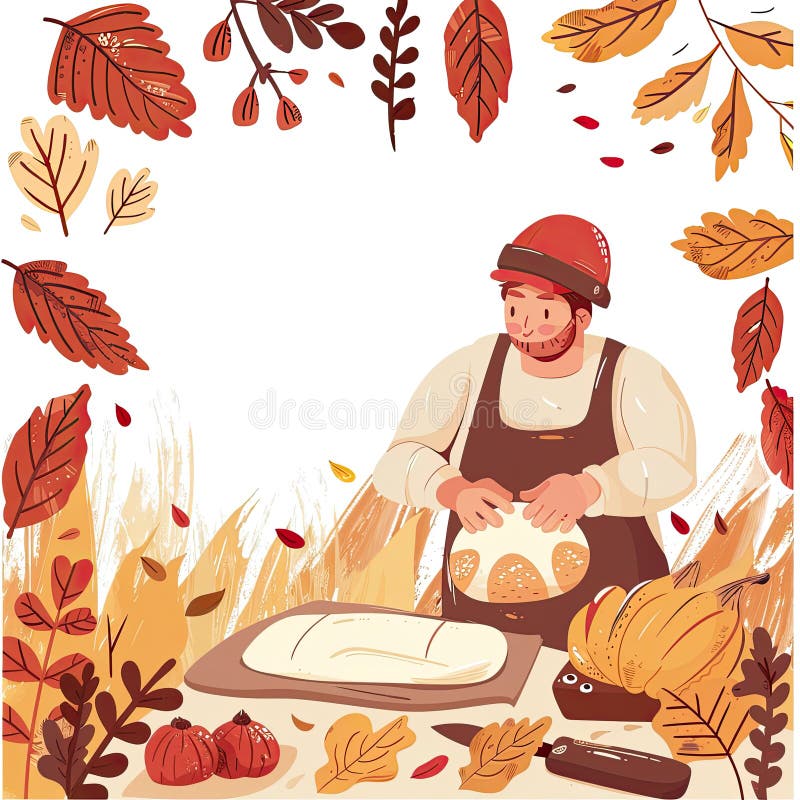 Man Baking Bread in Autumn stock image. Image of farmhouse - 327475575