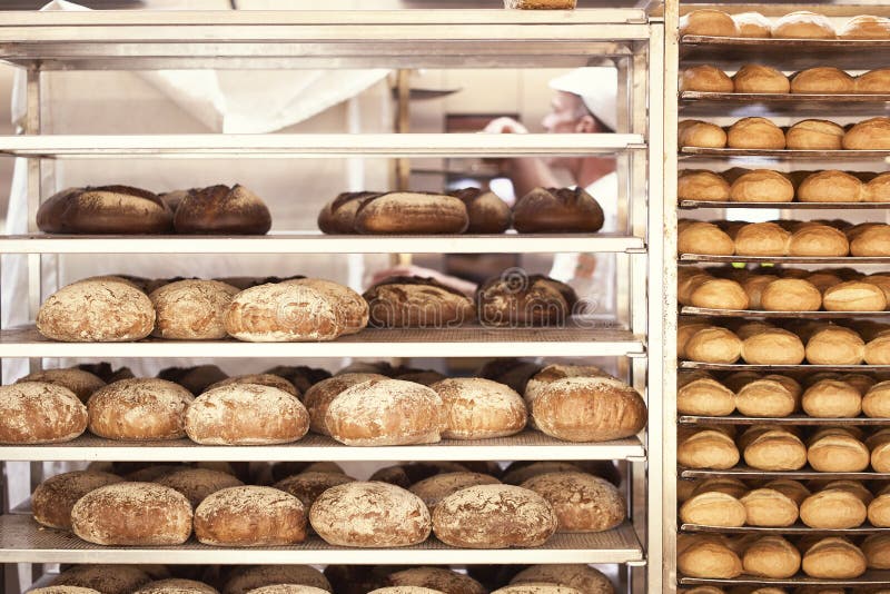 Man Baking Bread in the Bakery Stock Photo - Image of owner, board ...