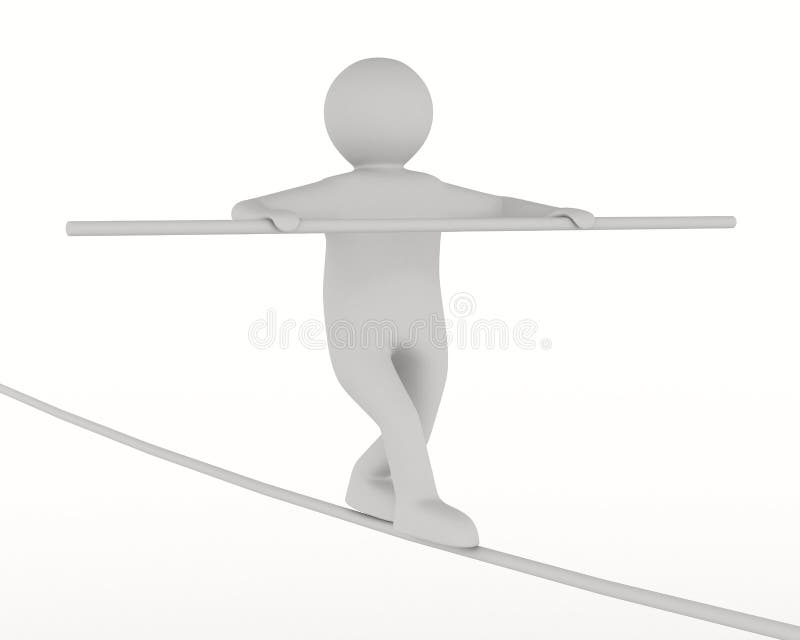 Vector Cartoon Illustration of Tightrope Walker, Man or Businessman ...