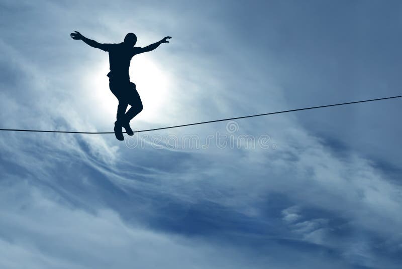 Man Balancing on the Rope Concept of Challenge and Risk Taking Stock ...