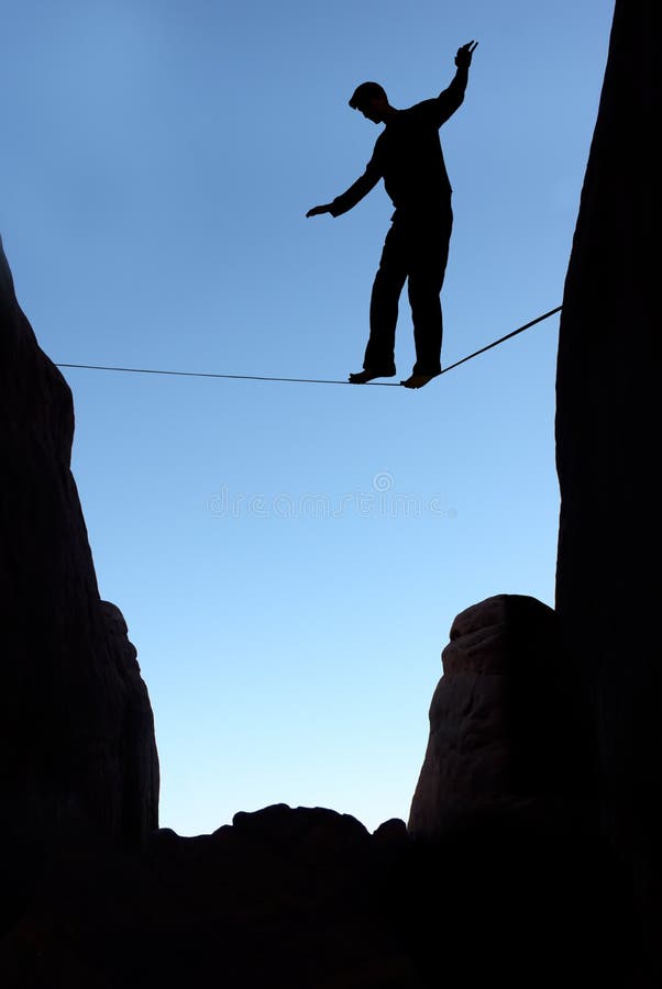 Man Balancing on the Rope Concept of Risk Taking and Challenge Stock ...