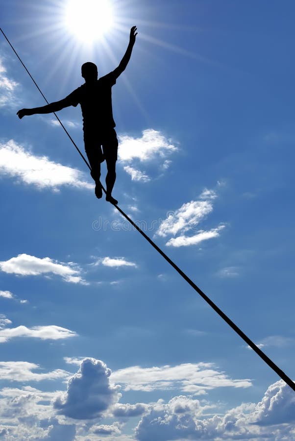 Man Balancing on the Rope Concept of Risk Taking Stock Photo - Image of ... Man Balancing on the Rope Concept of Risk Taking Stock Photo - Image of ...
