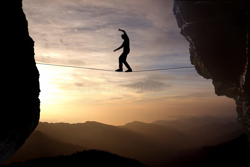 Man Balancing on the Rope Concept of Risk Taking Stock Image - Image of ...