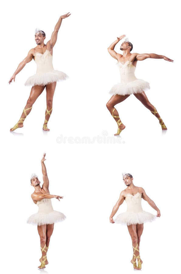 The Man in Ballet Tutu Isolated on White Stock Image - Image of ...