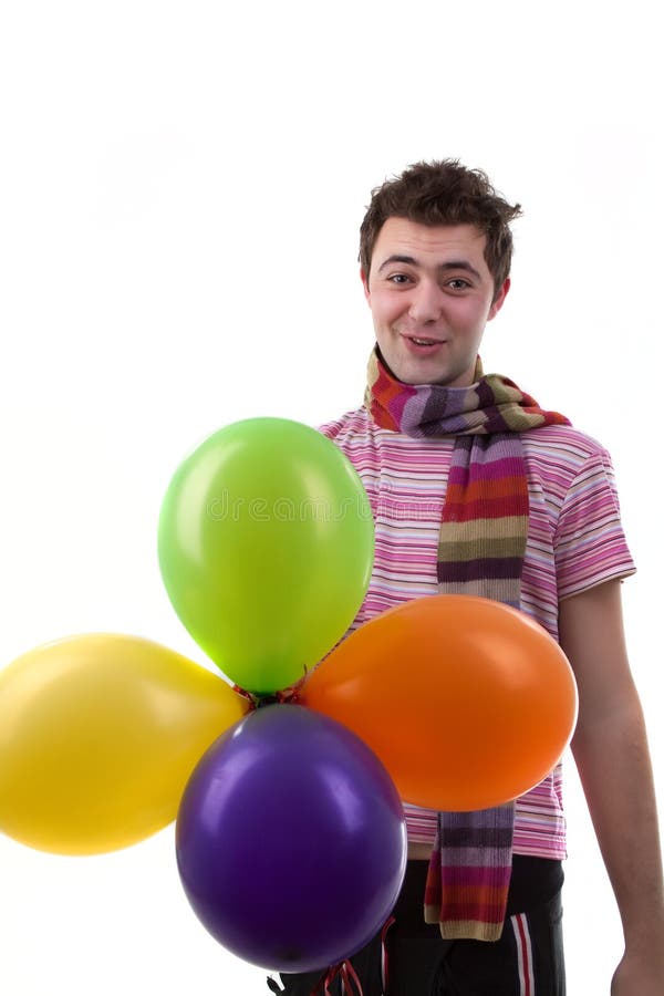 Man with balloons stock image. Image of four, white, isolate - 17504113