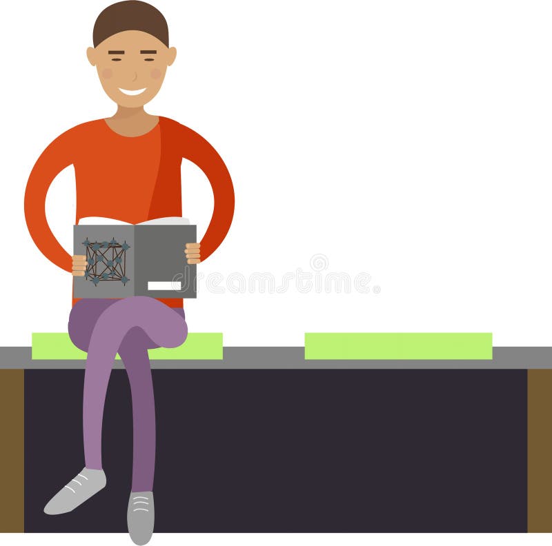 Man Bank Client Reading Waiting His Order Vector Icon Isolated on White ...