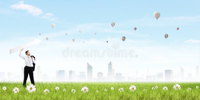 Man with banner stock photo. Image of formal, banner - 48626670