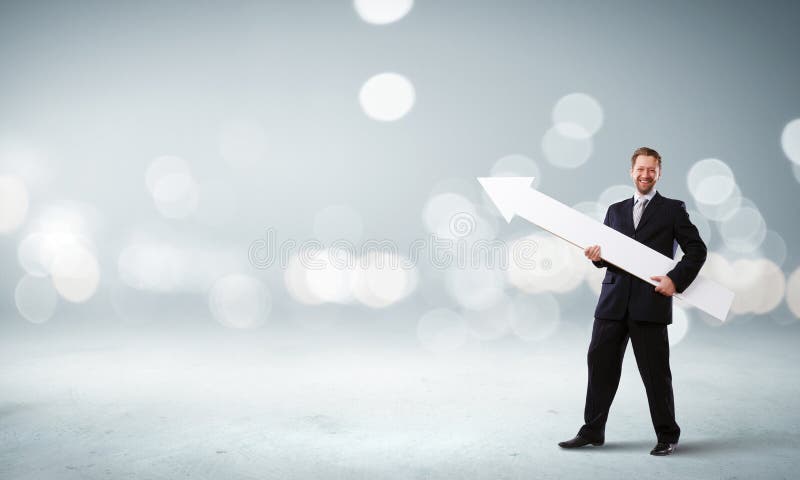 Man with banner stock image. Image of green, planet, pointing - 50175689