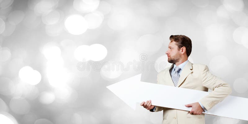 Man with banner stock image. Image of pointing, banner - 50503407