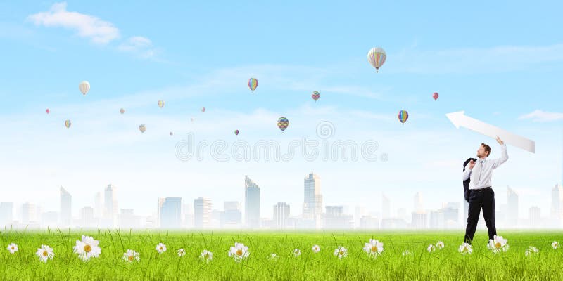 Man with banner stock image. Image of increase, success - 50513141